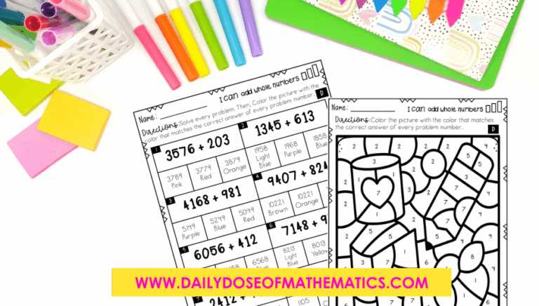 Adding and Subtracting Fractions Color by Number PDF Free with Unlike ...